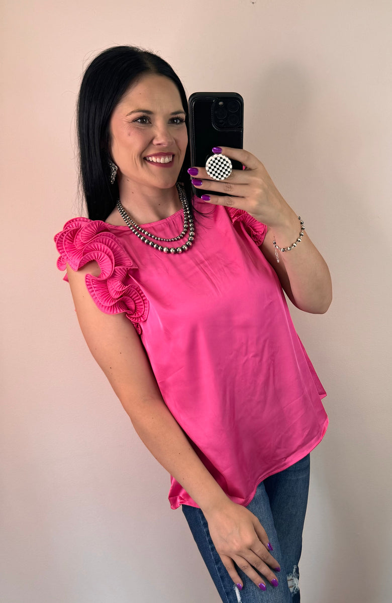 Satin Wired Frill Tank Top **3 COLORS** – The Baden Baldy